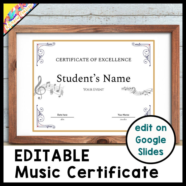 Music Recital Certificate EDITABLE Template for Piano Recital Music ...