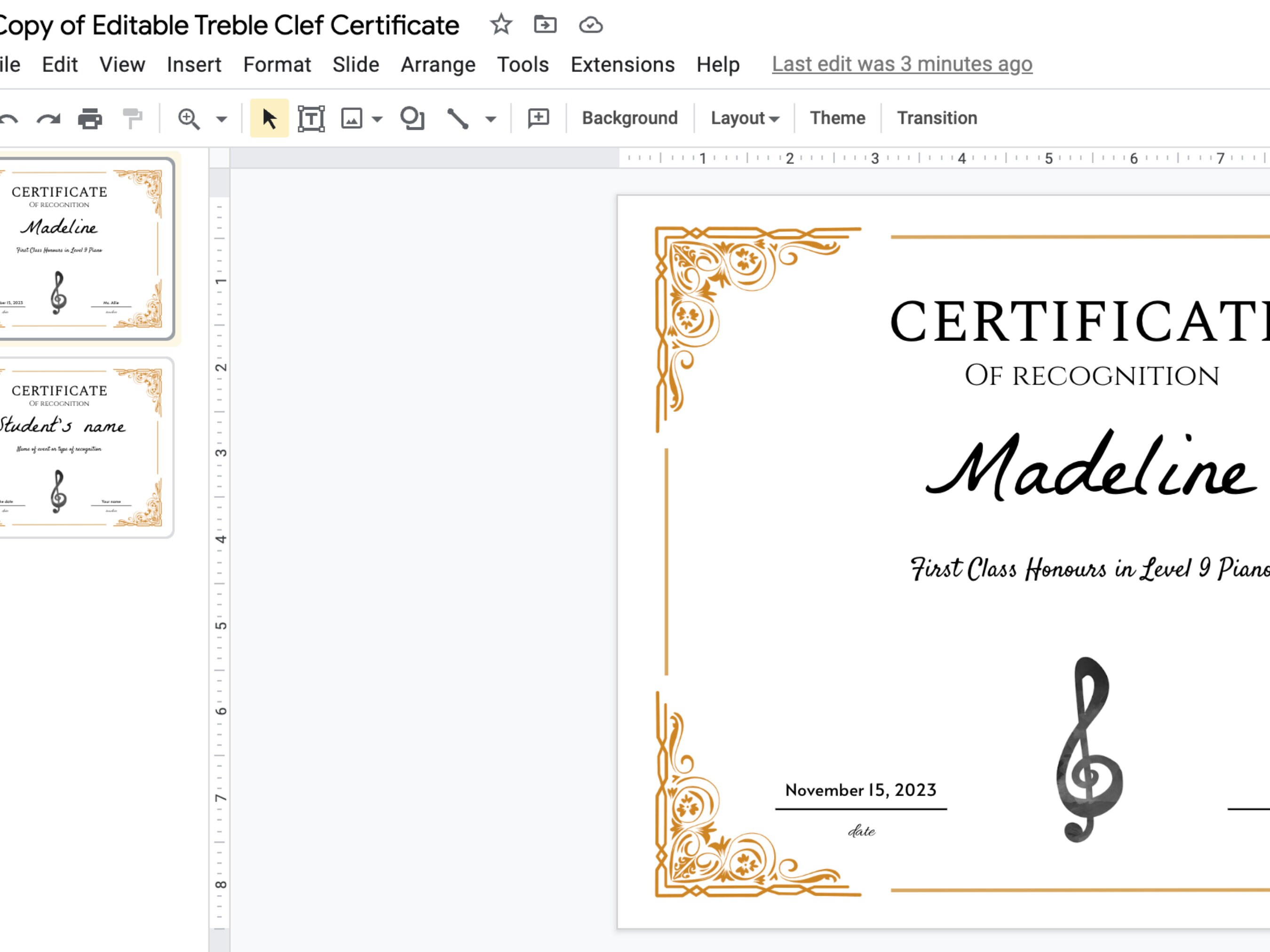 Editable Music Recital Certificate Template | Printable Music Award for ...