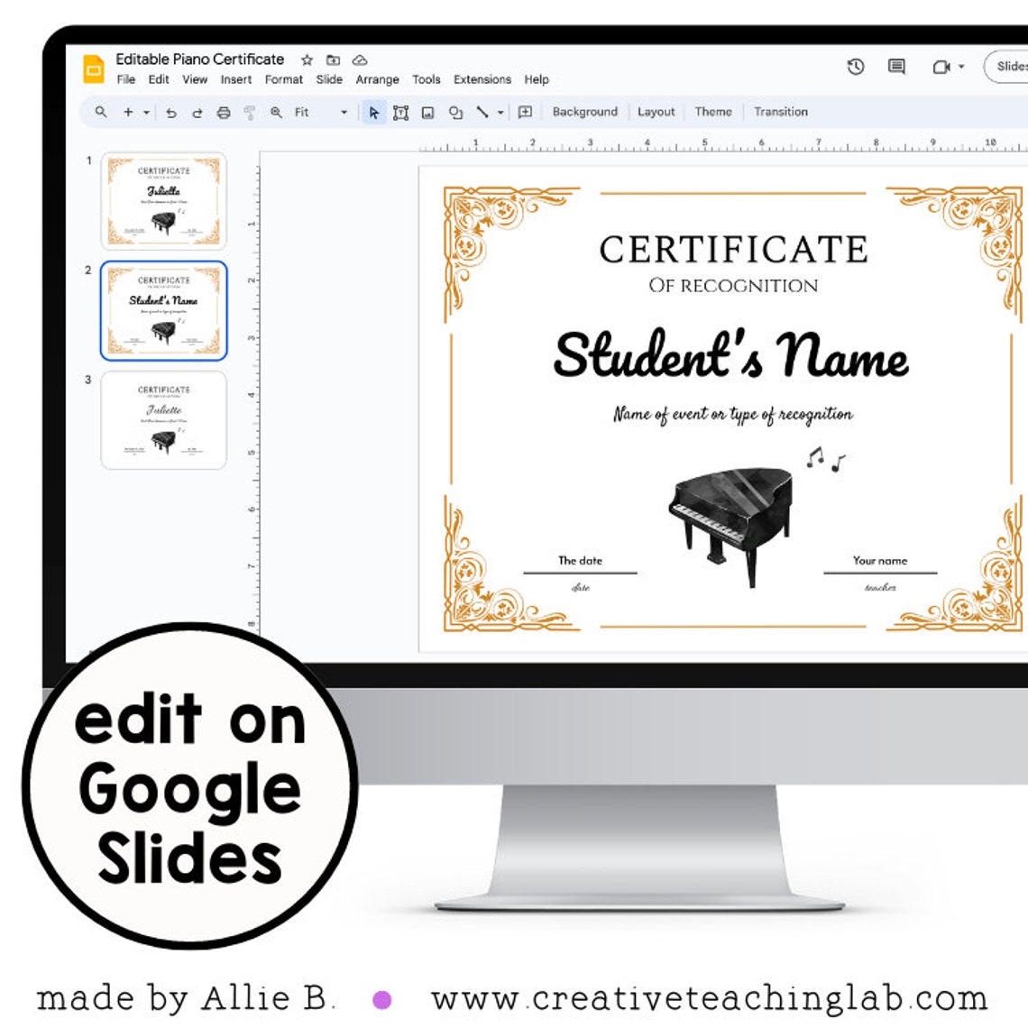 EDITABLE Piano Recital Music Certificate Concert Template - Printable ...