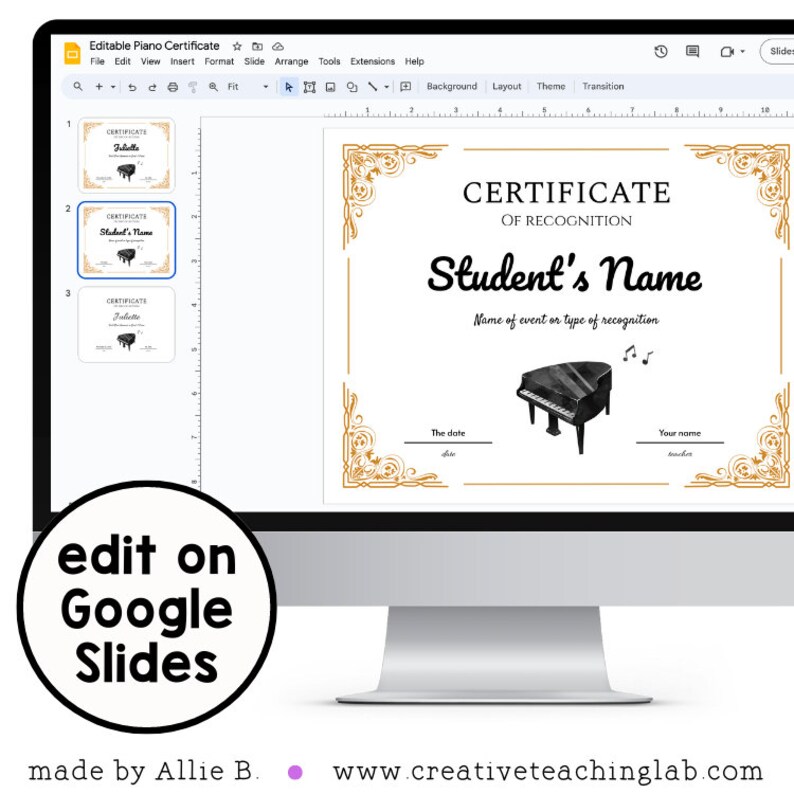 EDITABLE Piano Recital Music Certificate Concert Template - Printable ...