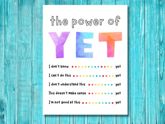 The Power of yet Poster Positive Growth Mindset Poster | Etsy