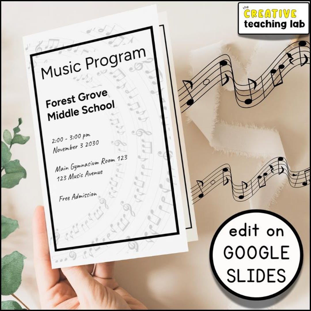 EDITABLE Music Recital Program Brochure Template for Band Voice Choir ...