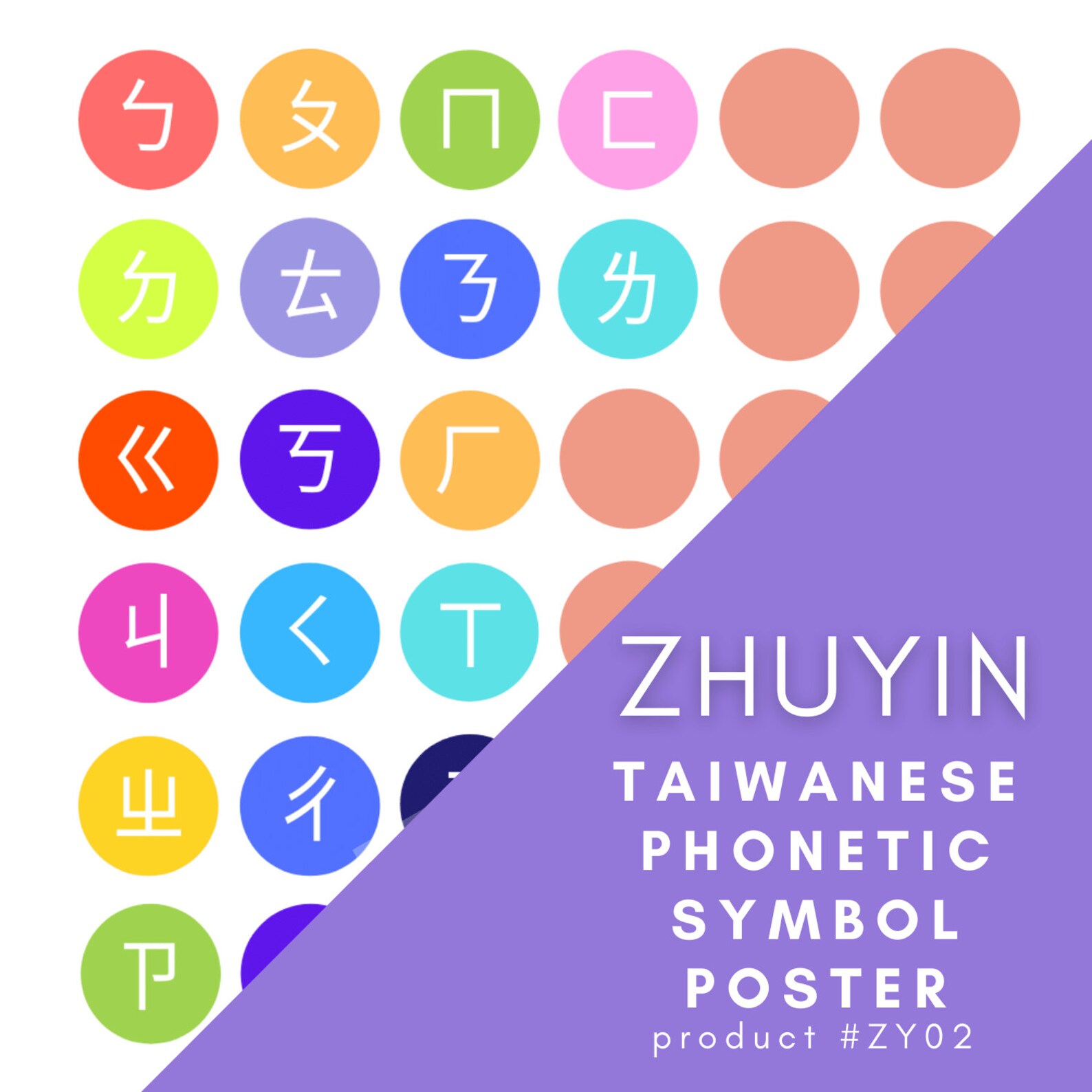 ZHUYIN BOBA Taiwanese Phonetic Alphabet Poster Square | Etsy