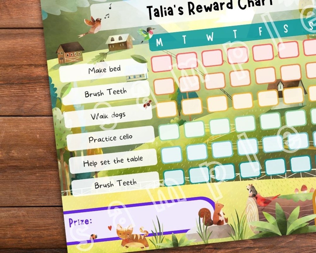 EDITABLE Animals Nature Daily Kids Chart - Personalized Habit Chore ...