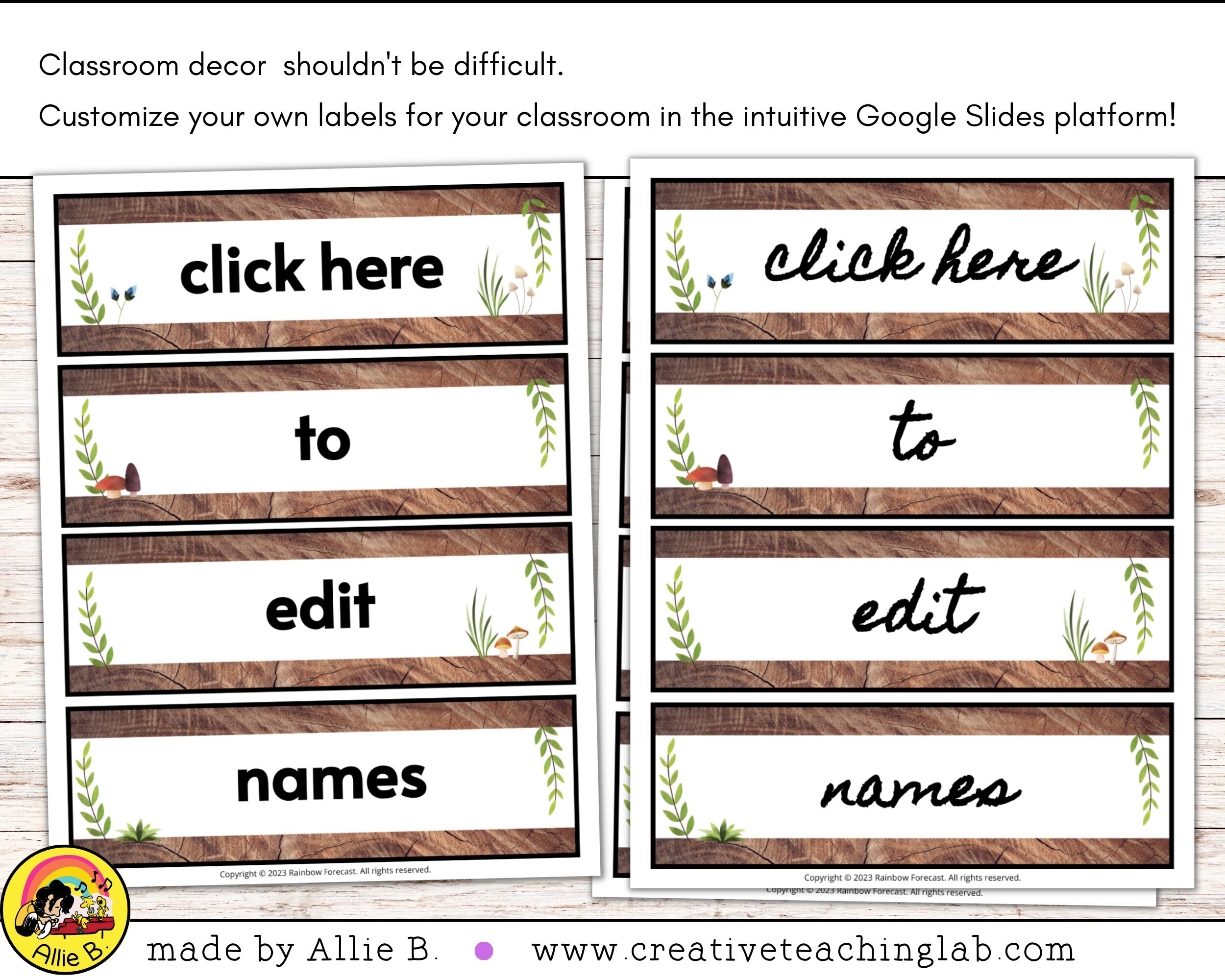 Editable Student Desk Name Tags Wood Boho Nature Classroom Decor ...