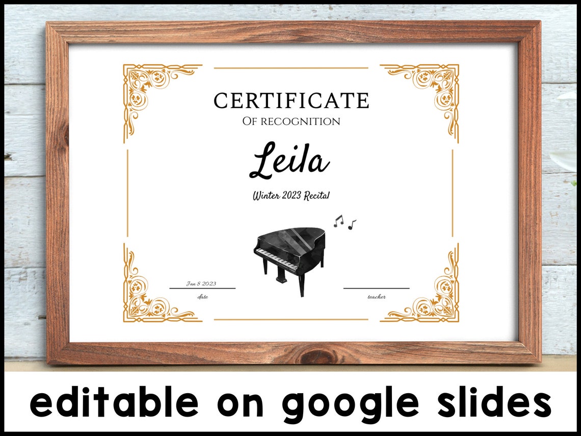EDITABLE Piano Recital Music Certificate Concert Template - Printable ...