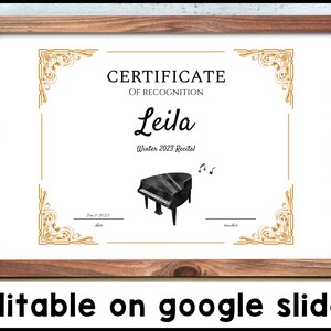 EDITABLE Piano Recital Music Certificate Concert Template - Printable ...