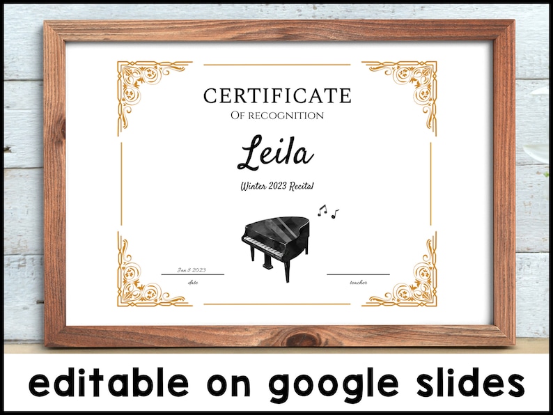 EDITABLE Piano Recital Music Certificate Concert Template - Printable ...
