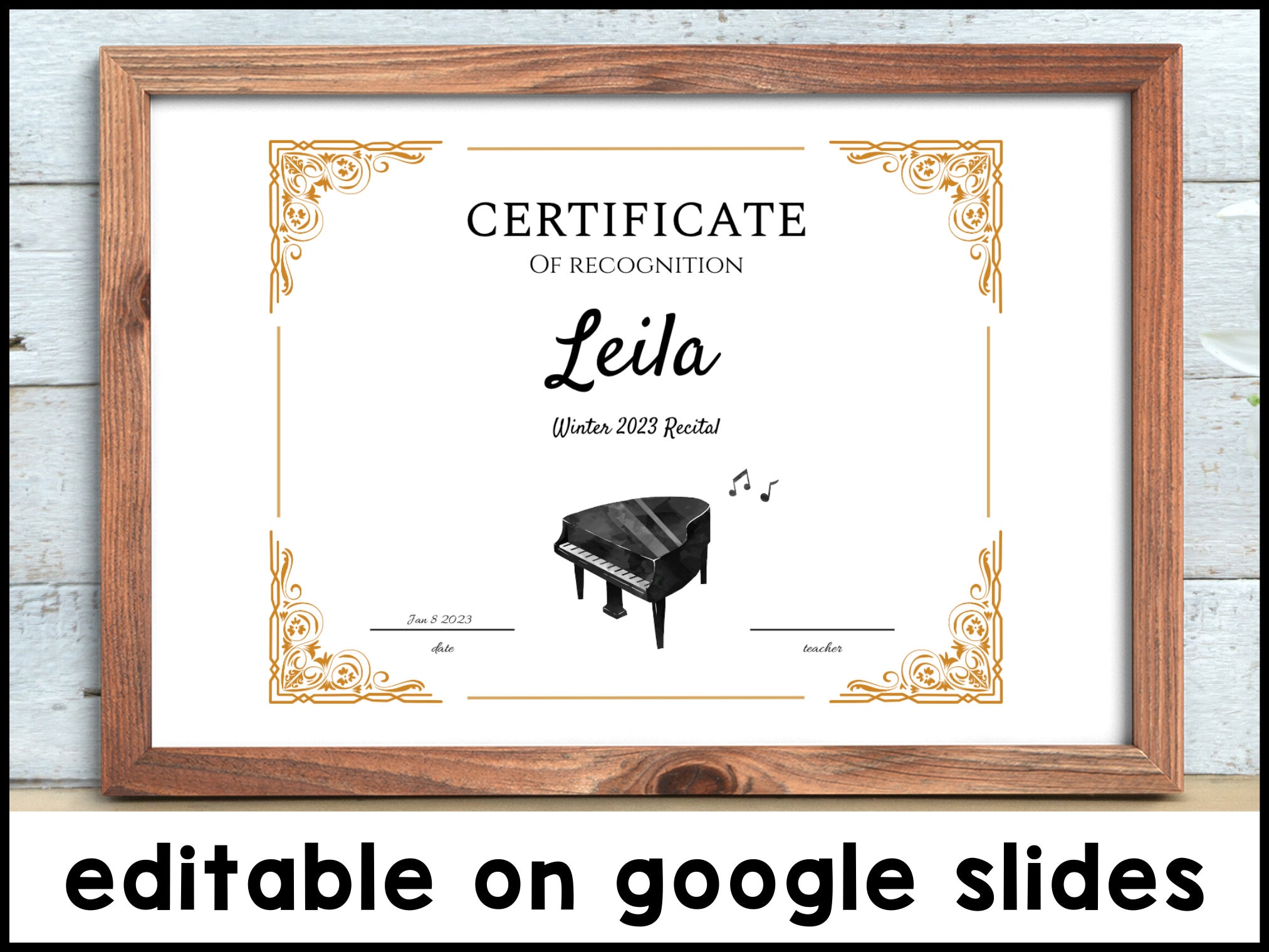 EDITABLE Piano Recital Music Certificate Concert Template - Printable ...