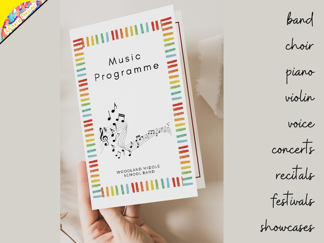 EDITABLE Music Recital Program Brochure Template for Band - Etsy