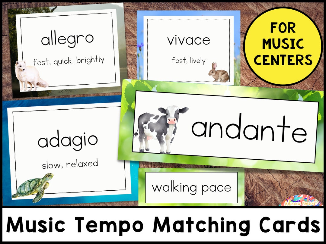Tempo Matching Cards for Music Centers Elementary Music - Etsy