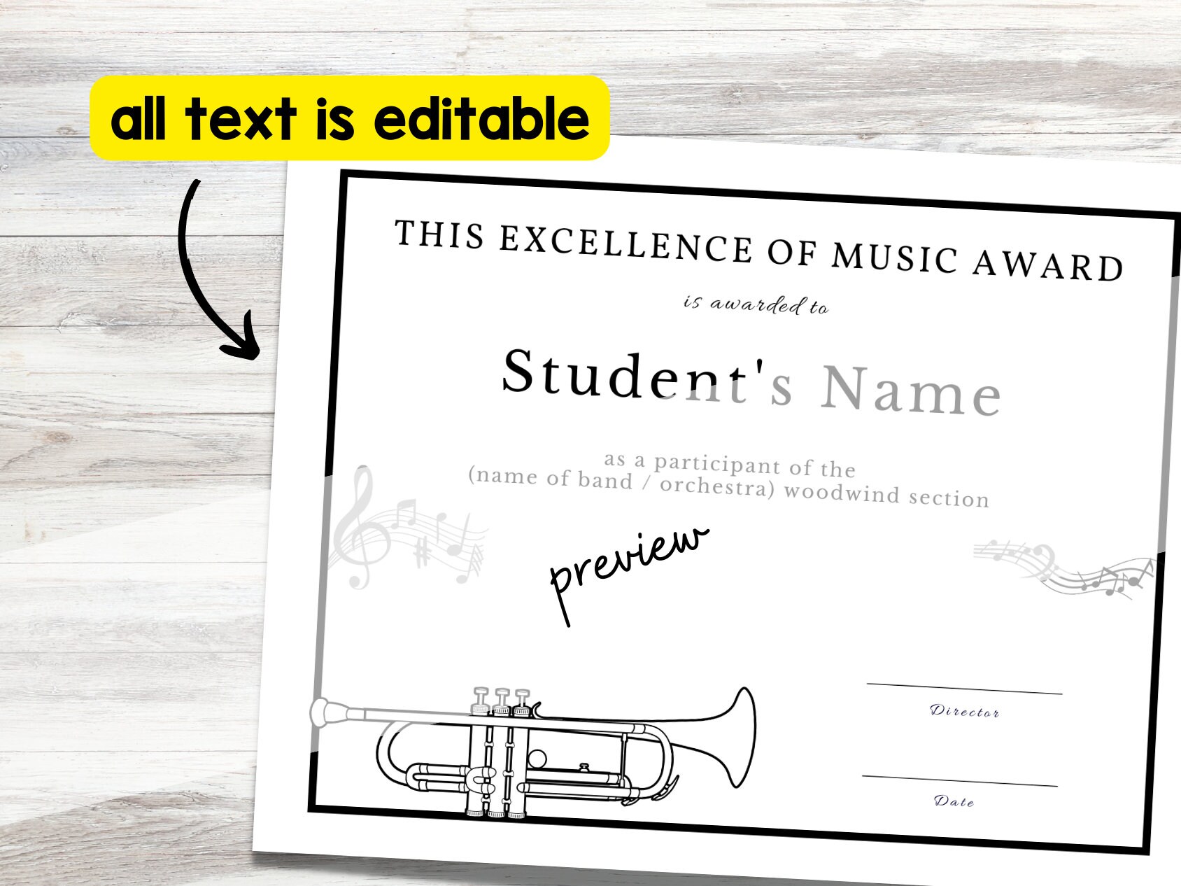 Easy EDITABLE Music Band Concert Recital Orchestra Certificate Template ...