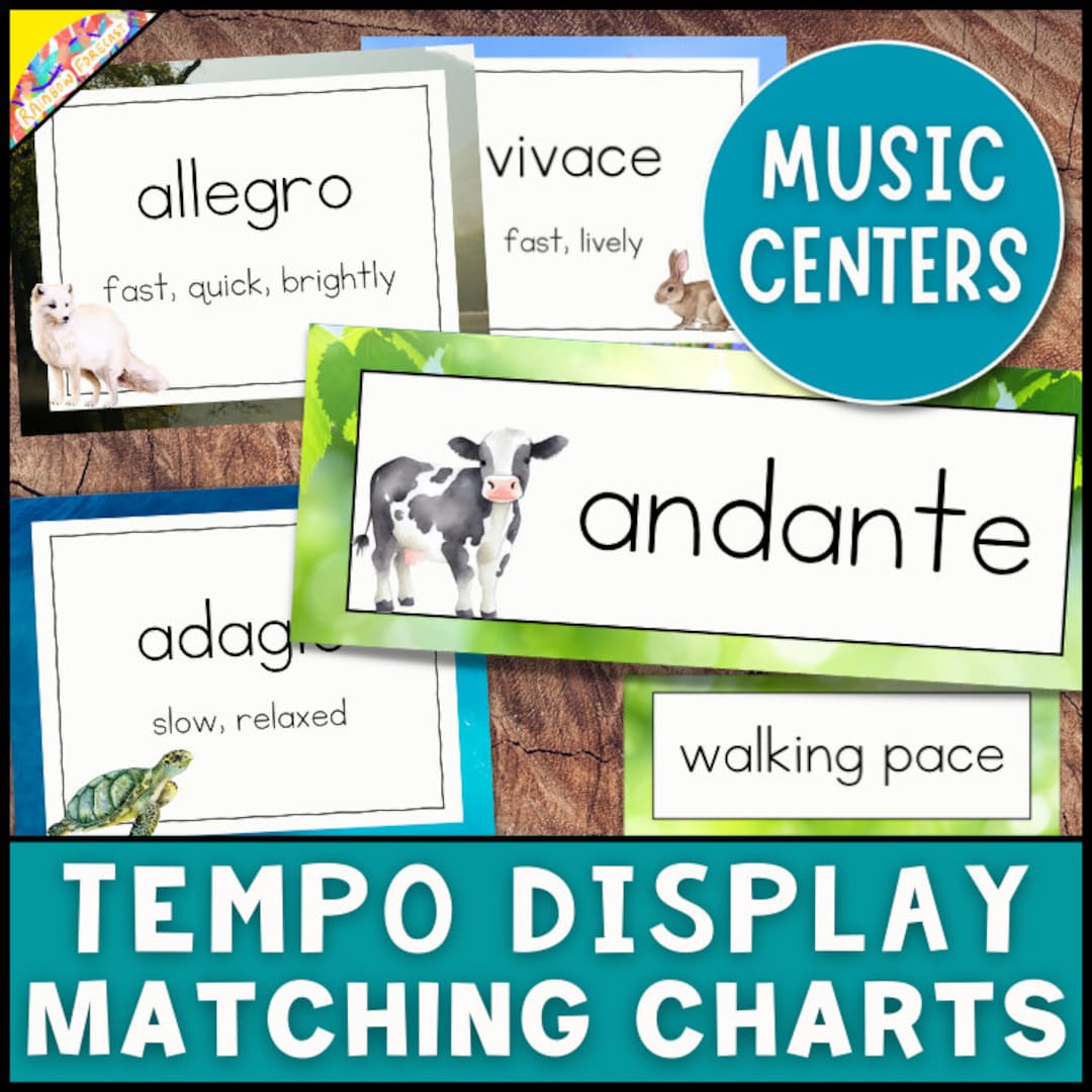 Tempo Matching Cards for Music Centers Elementary Music Music Piano ...