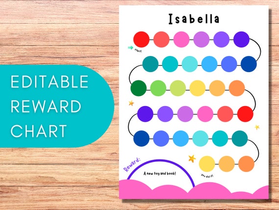 Editable Rainbow Reward Chart Printable Digital Rainbow - Etsy Canada