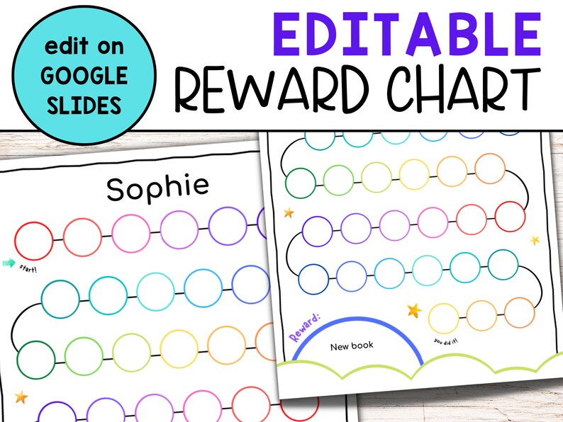 Editable Rainbow Reward Chart, Printable Digital, Rainbow Sticker Chart ...