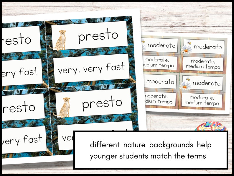 Tempo Matching Cards for Music Centers | Elementary Music Music Piano ...