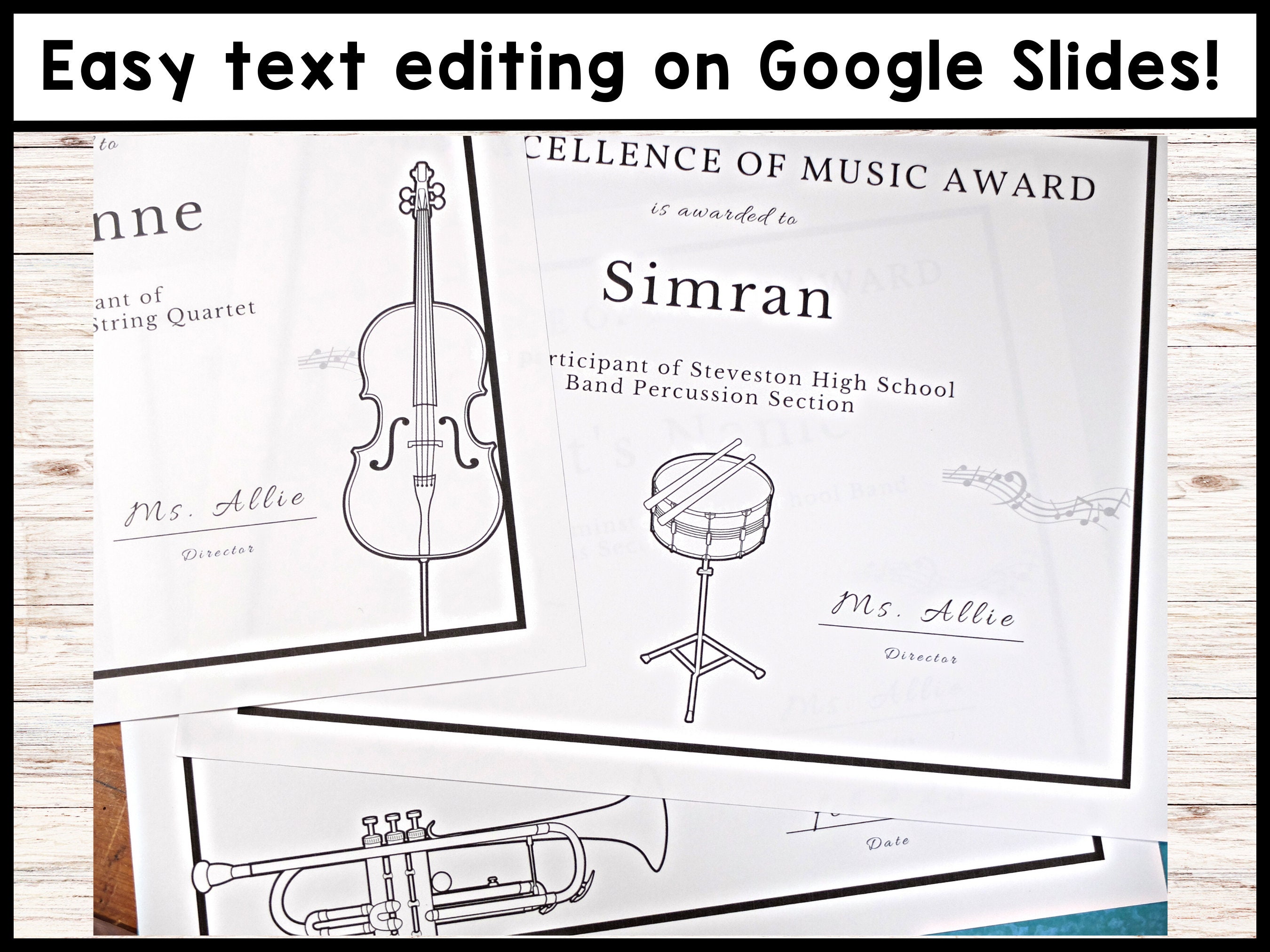 Easy EDITABLE Music Band Concert Recital Orchestra Certificate Template ...