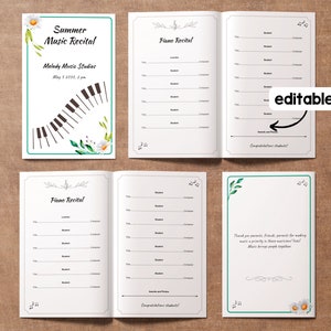Piano Recital Program Editable Template for Music Recital Concert ...