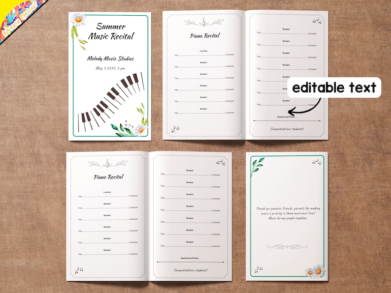 Piano Recital Program Editable Template for Music Recital Concert ...