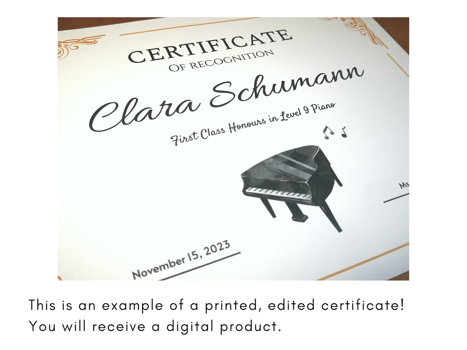 Music Recital Certificate EDITABLE Template for Piano Recital Music ...