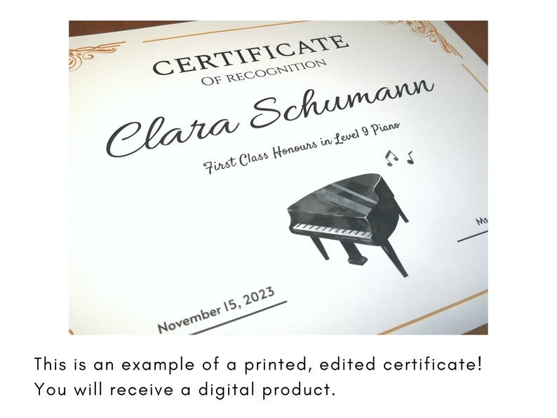 Music Recital Certificate EDITABLE Template for Piano Recital Music ...