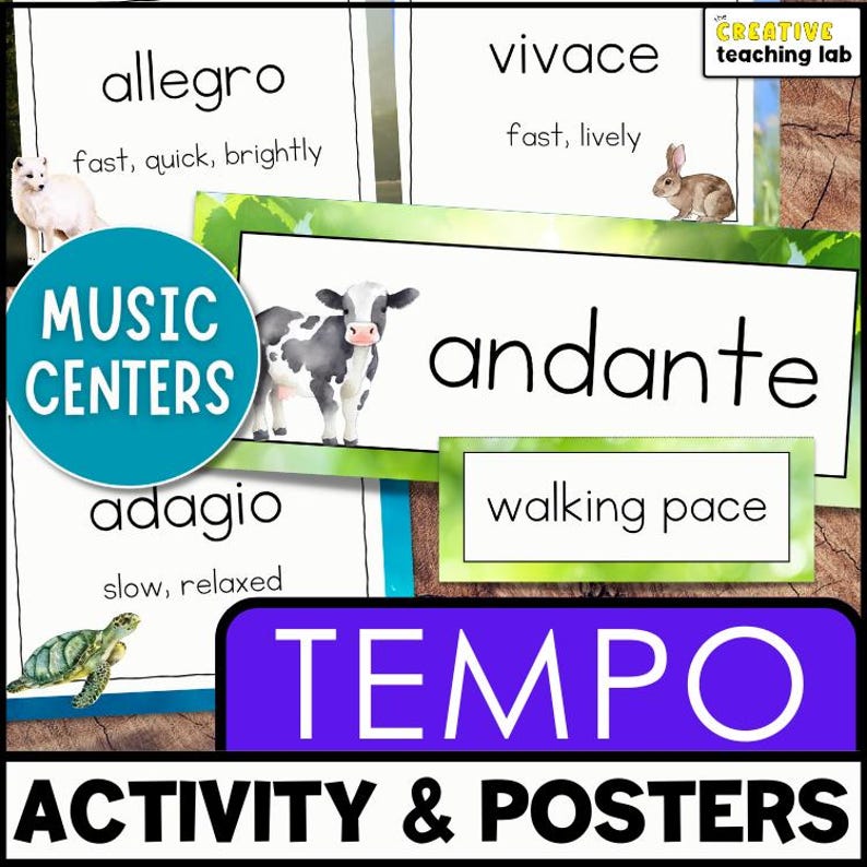 Tempo Matching Cards for Music Centers | Elementary Music Music Piano ...