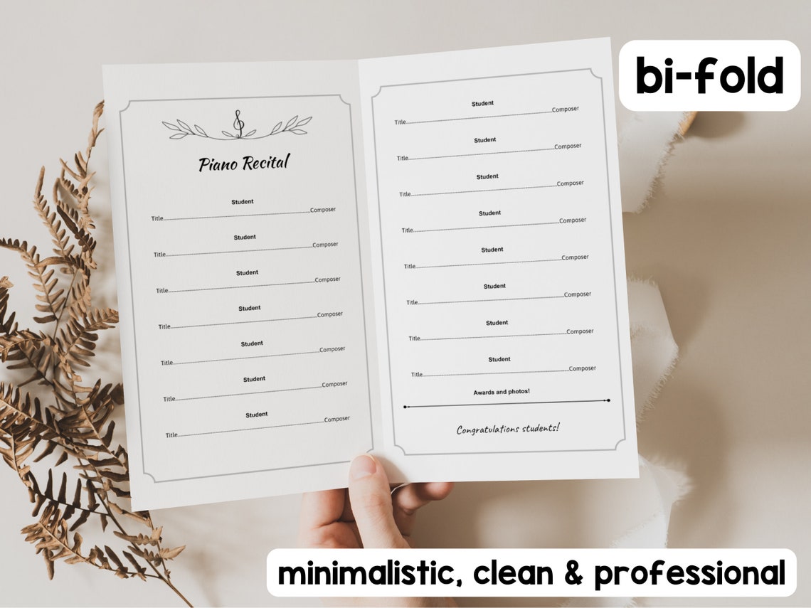EDITABLE Music Recital Program Brochure Template for Piano Recital ...