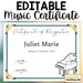 Music Recital Certificate EDITABLE Template for Violin Recital Music ...