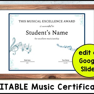 EDITABLE Piano Music Concert Recital Certificate Template - DIY 8.5 X ...