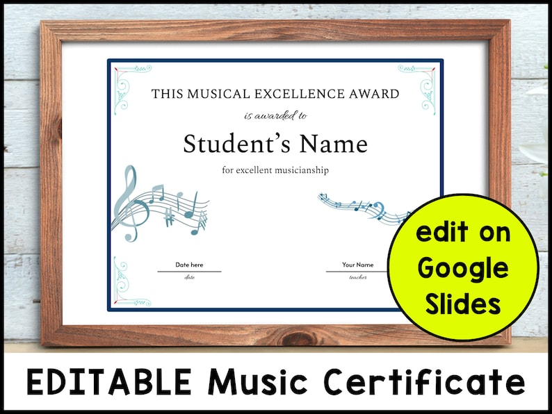 EDITABLE Piano Music Concert Recital Certificate Template - DIY 8.5 X ...
