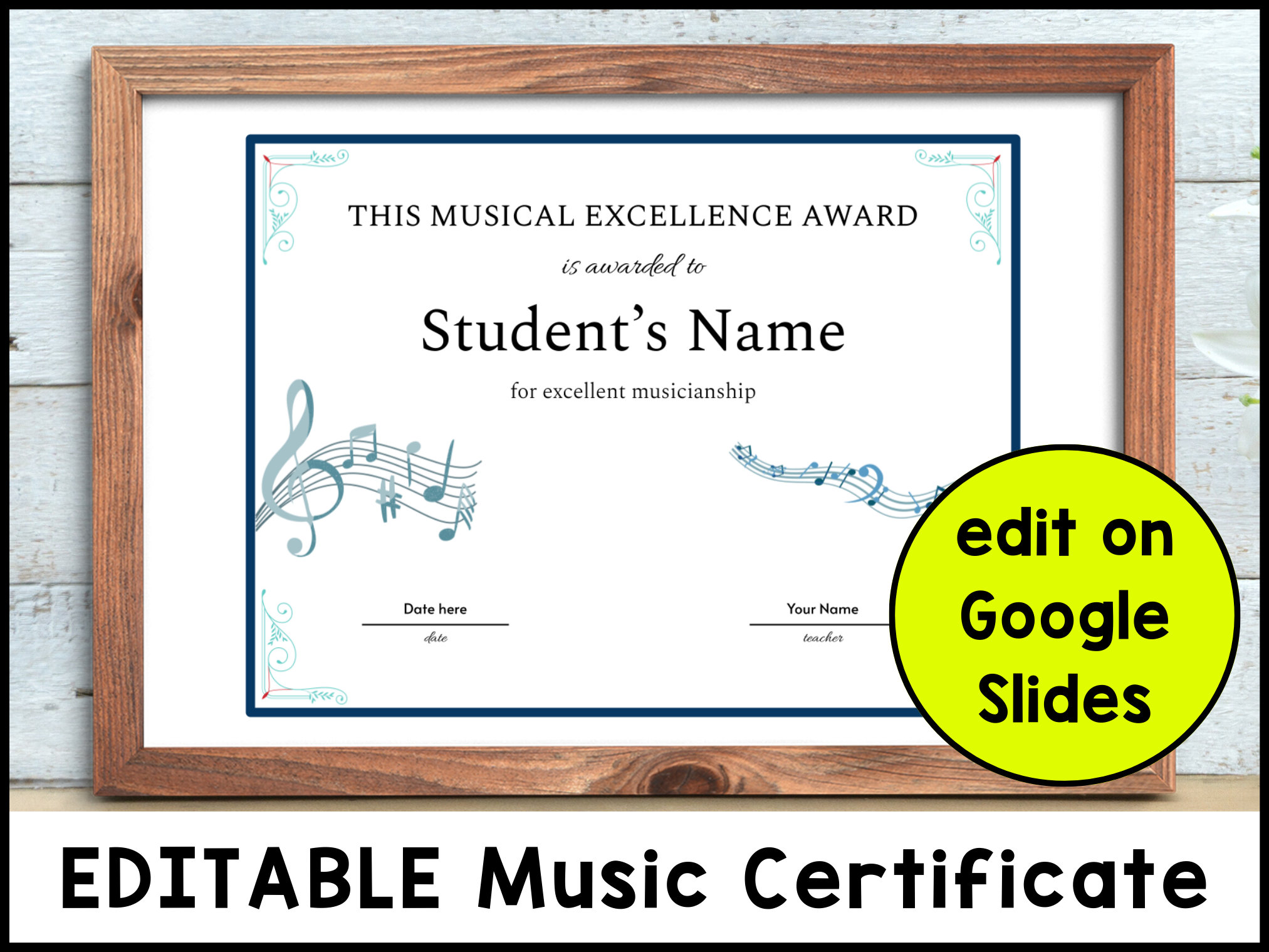 EDITABLE Piano Music Concert Recital Certificate Template - DIY 8.5 X ...