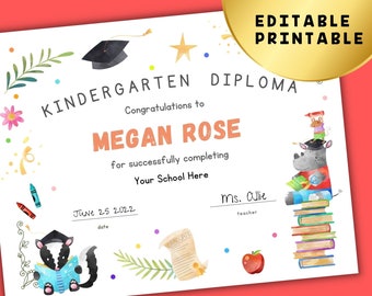 EDITABLE Preschool Diploma Certificate Template Printable | Etsy