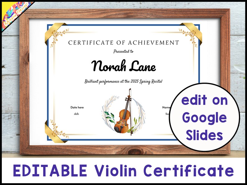 Music Recital Certificate EDITABLE Template for Violin Recital - Etsy ...