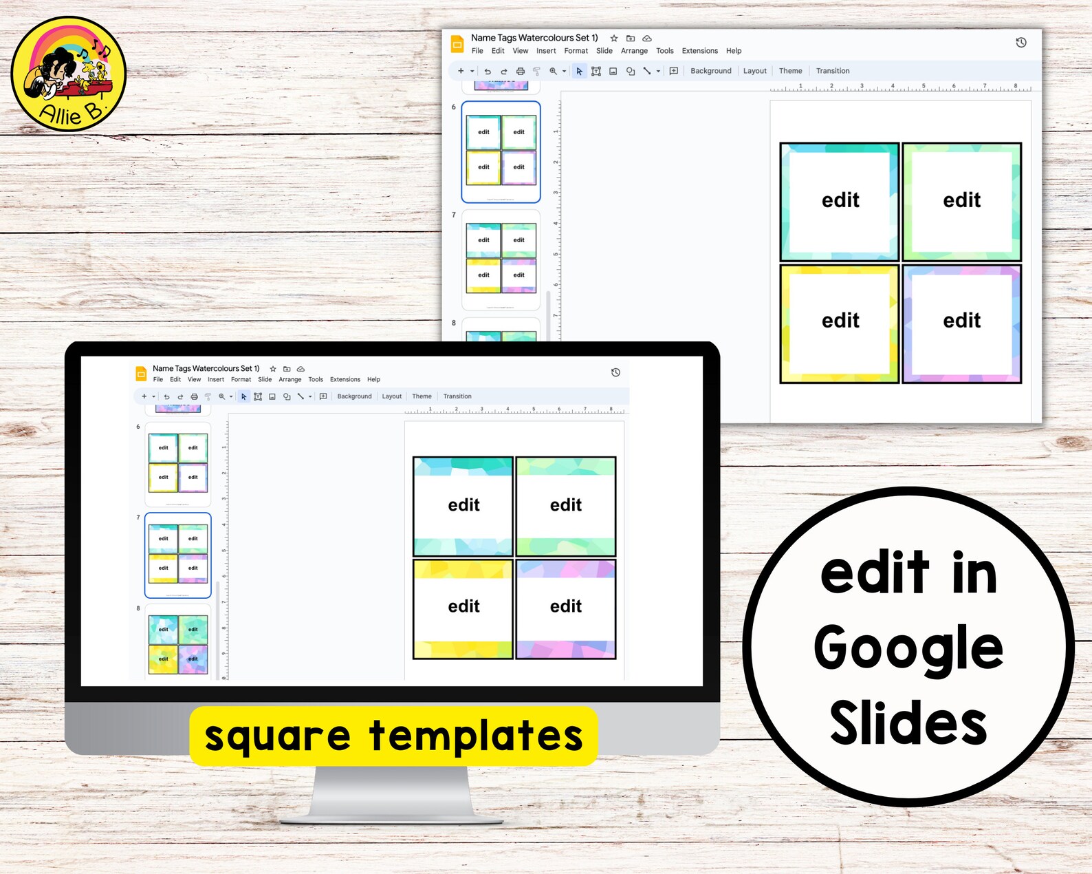 Watercolour Glass Editable Student Desk Name Tags Template Classroom ...