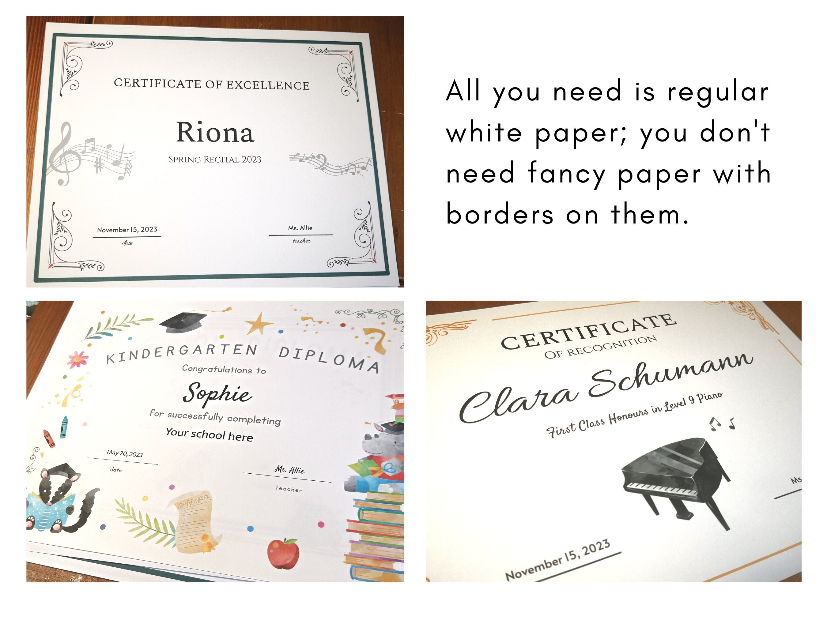 Editable Music Recital Certificate Template | Printable Music Award for ...
