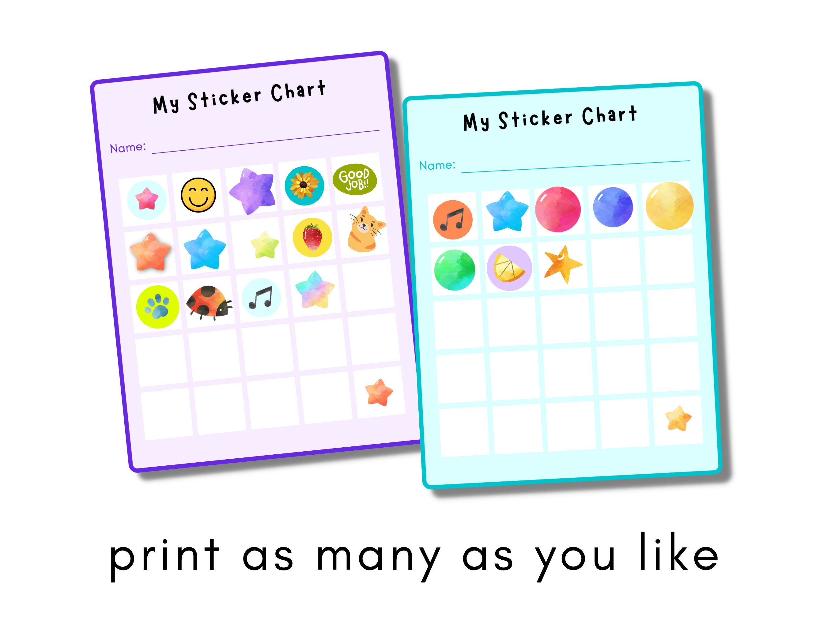 Editable Sticker Chart Reward | Kids Chores Responsibilities | Music ...