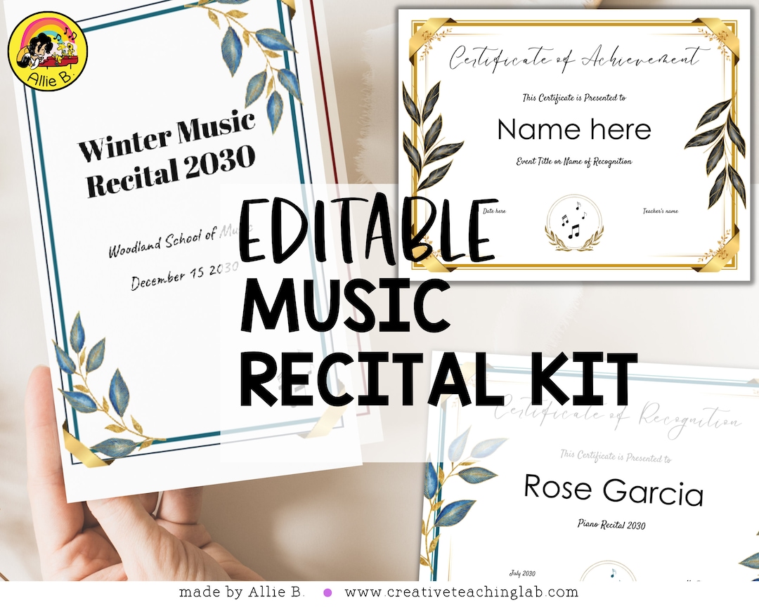 Piano Recital Program Editable Template for Music Recital Concert ...