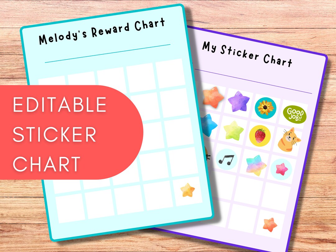 Editable Sticker Chart Reward Kids Chores Responsibilities - Etsy