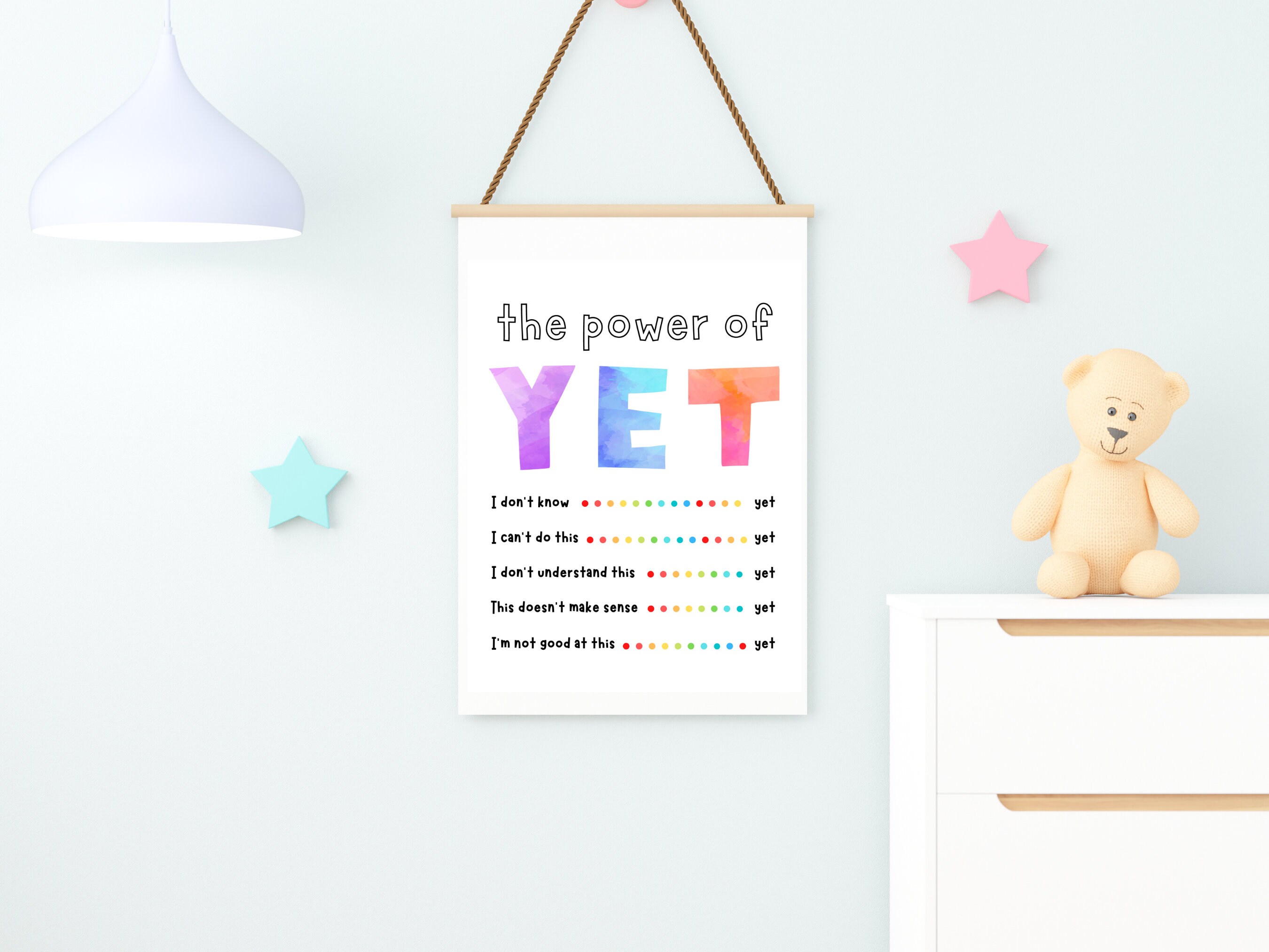 The Power of yet Poster Positive Growth Mindset Poster Inspirational ...
