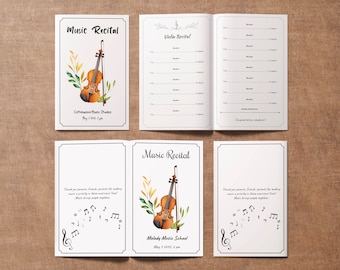 EDITABLE Music Recital Program Brochure Template for Violin Strings ...