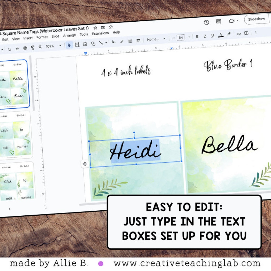 Editable Nature Student Desk Square Name Tag Template Labels Classroom ...