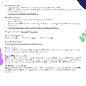 EDITABLE Music Studio Policy Template - Digital Printable - Etsy