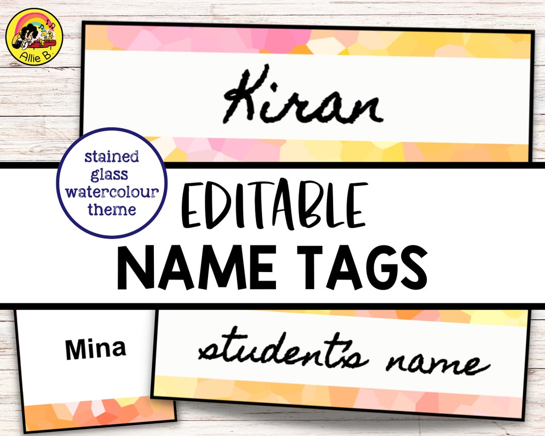 Watercolour Glass Editable Student Desk Name Tags | Template Classroom ...