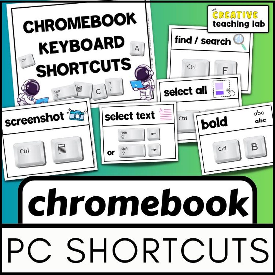Google Chromebook and PC Keyboard Shortcuts Cheat Sheets and Posters ...