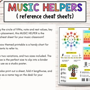 Music Helper Cheat Sheet Circle of Fifths Music Print Key Signature for ...