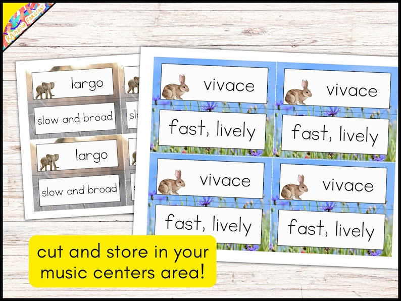 Tempo Matching Cards for Music Centers Elementary Music Music Piano ...
