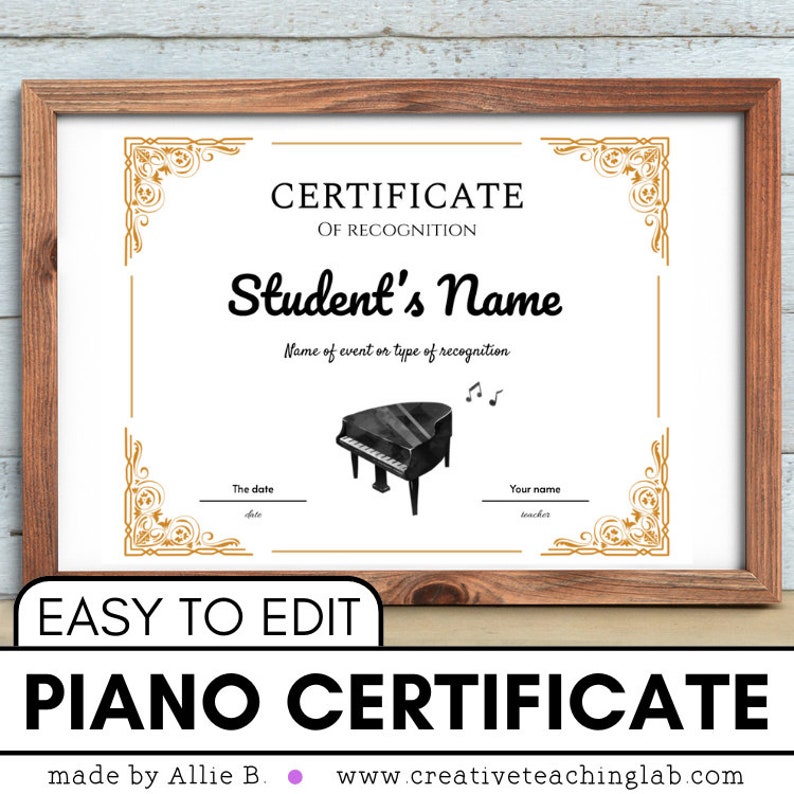 EDITABLE Piano Recital Music Certificate Concert Template - Printable ...