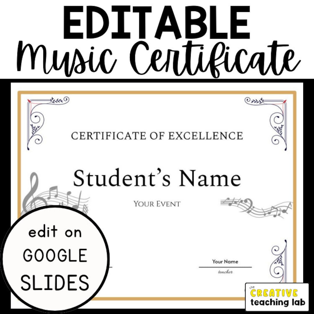 Music Recital Certificate EDITABLE Template for Piano Recital Music ...