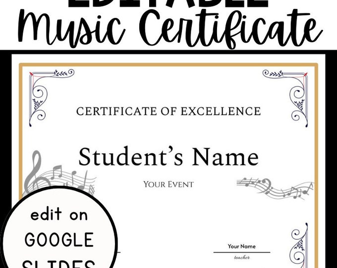 EDITABLE Piano Recital Music Certificate Concert Template - Printable ...