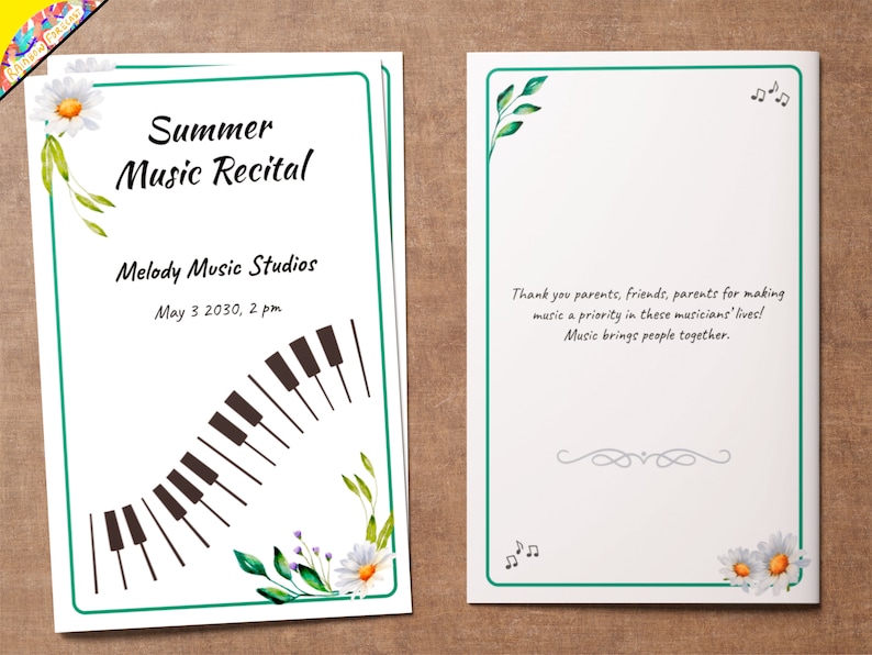 Piano Recital Program Editable Template for Music Recital Concert ...